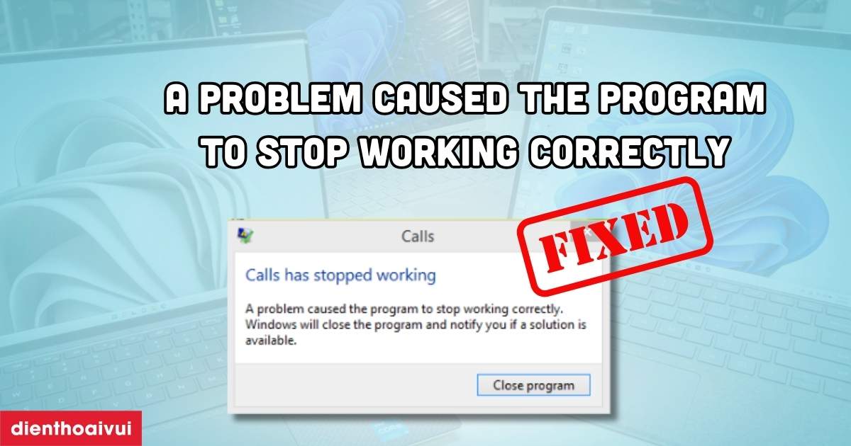 Lỗi A problem caused the program to stop working correctly Lỗi A problem caused the program to stop working correctly