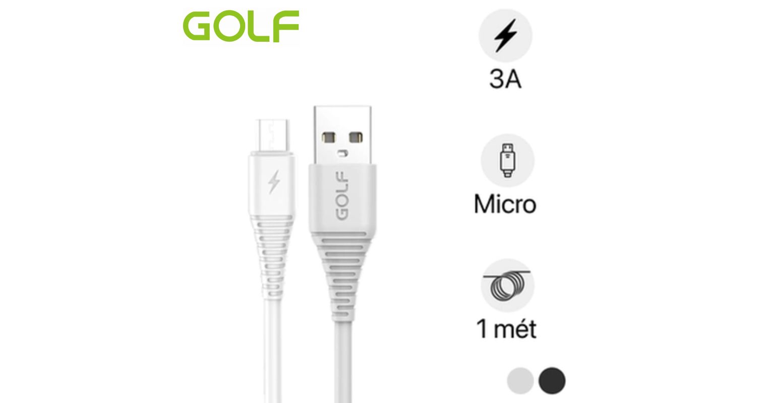 Cáp Golf Micro Sạc Nhanh 3A Golf GC-64M Dài 1m chính hãng | Lấy liền