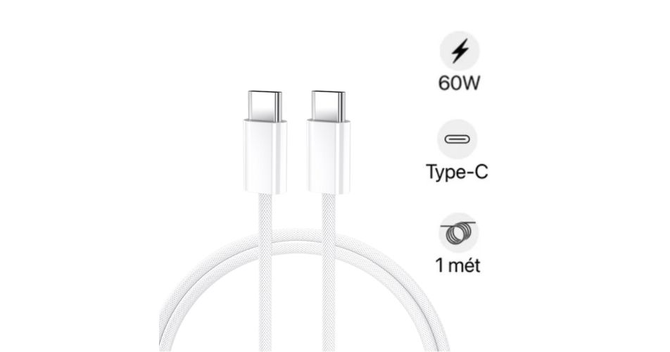 Cáp sạc nhanh BWOO Type-C to Type-C 60W X284 dài 1M chính hãng | Lấy liền