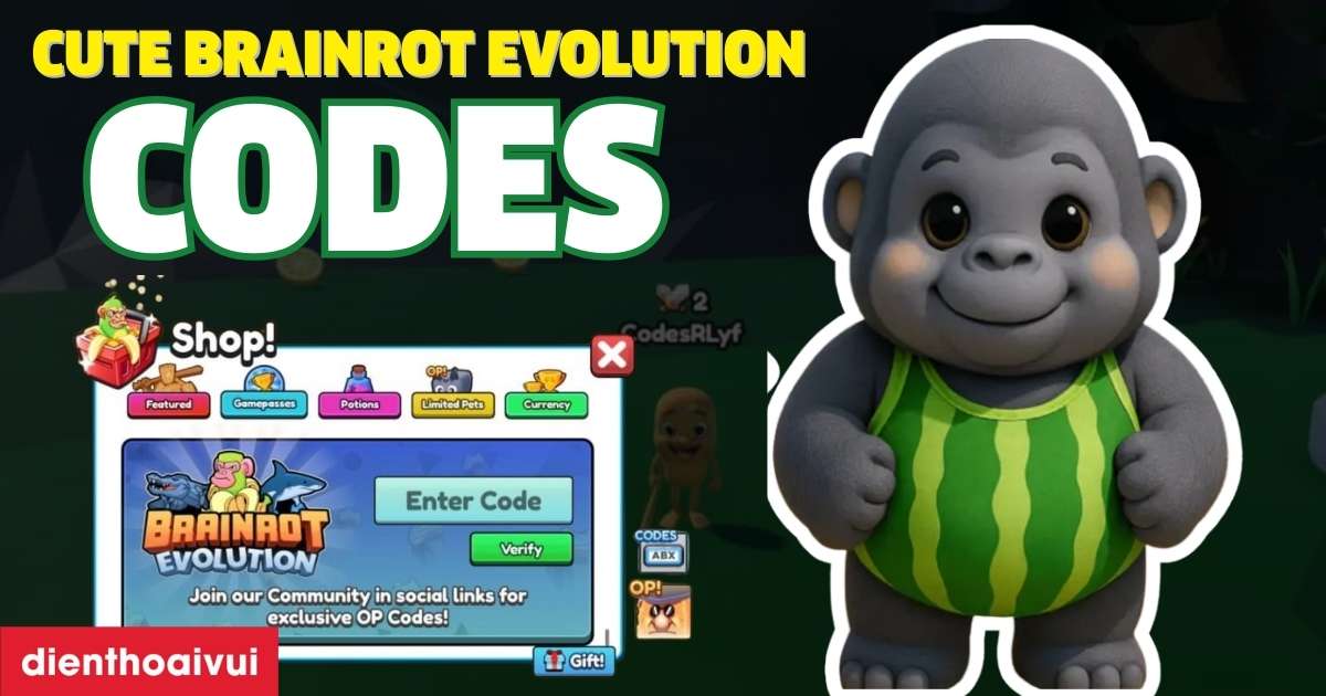 Cute Brainrot Evolution codes mới 5/2026: Cách redeem code
