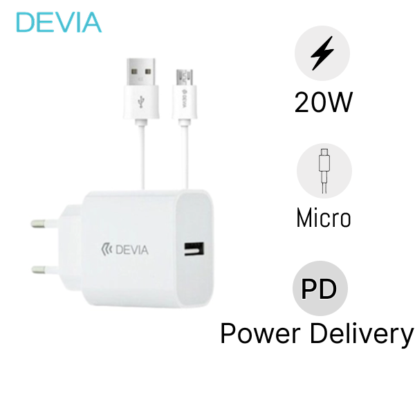 Củ sạc Devia Smart Series EU Suit V2 kèm cáp Micro USB giá rẻ