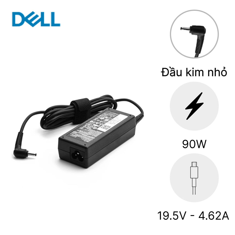 Sạc Laptop Dell 19.5V 4.62A 90W - Đầu kim nhỏ chính hãng