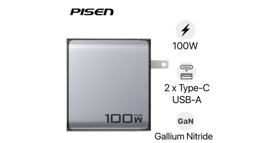 Sạc Pisen Bolt Pro 100W 2C1A Gan Fast kèm cáp Type-C to Type-C chính ...