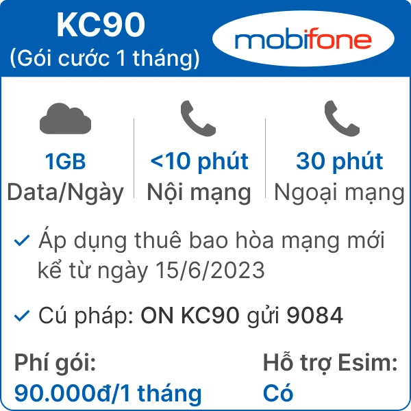 Sim 4G Mobifone KC90 1GB/Ngày có nghe gọi - 1 tháng (thành phẩm) giá ...