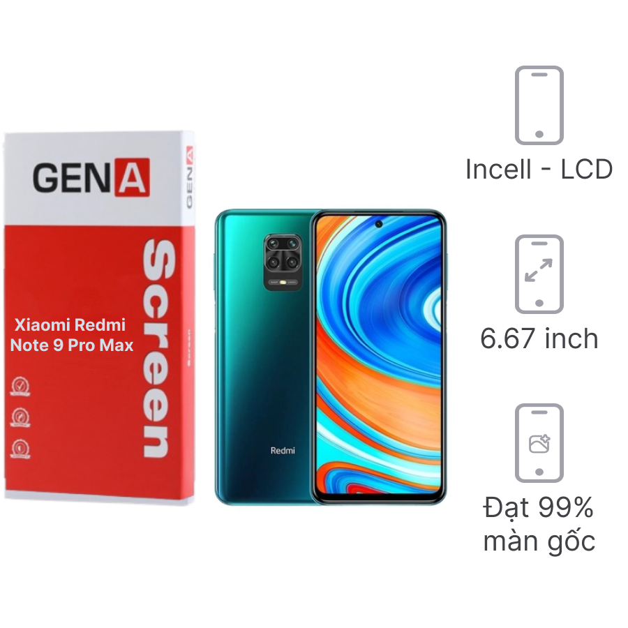 Thay màn hình Xiaomi Redmi Note 9 Pro Max chính hãng GENA loại Pro giá tốt