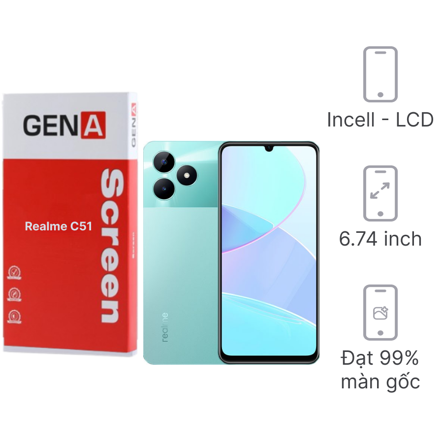 Thay màn hình Realme C51 chính hãng GENA loại Pro giá rẻ lấy liền