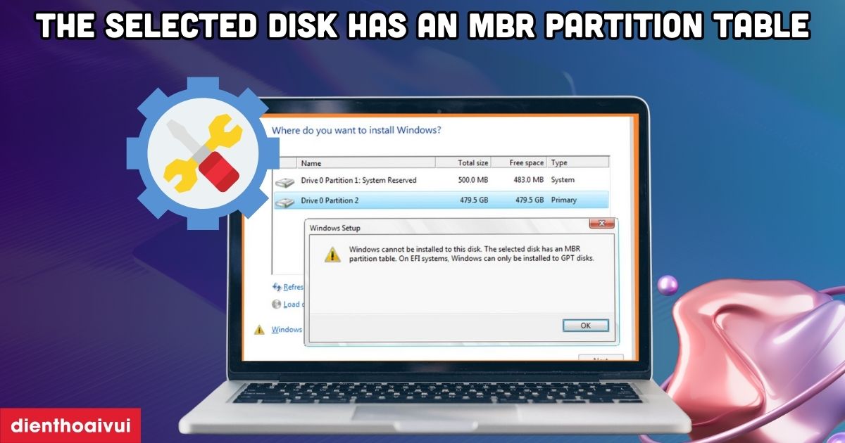 Sửa lỗi The selected disk has an MBR partition table 2025
